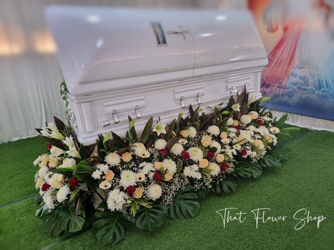 Casket Surround Fresh Flower Arrangement for Funeral Wake | Funeral ...
