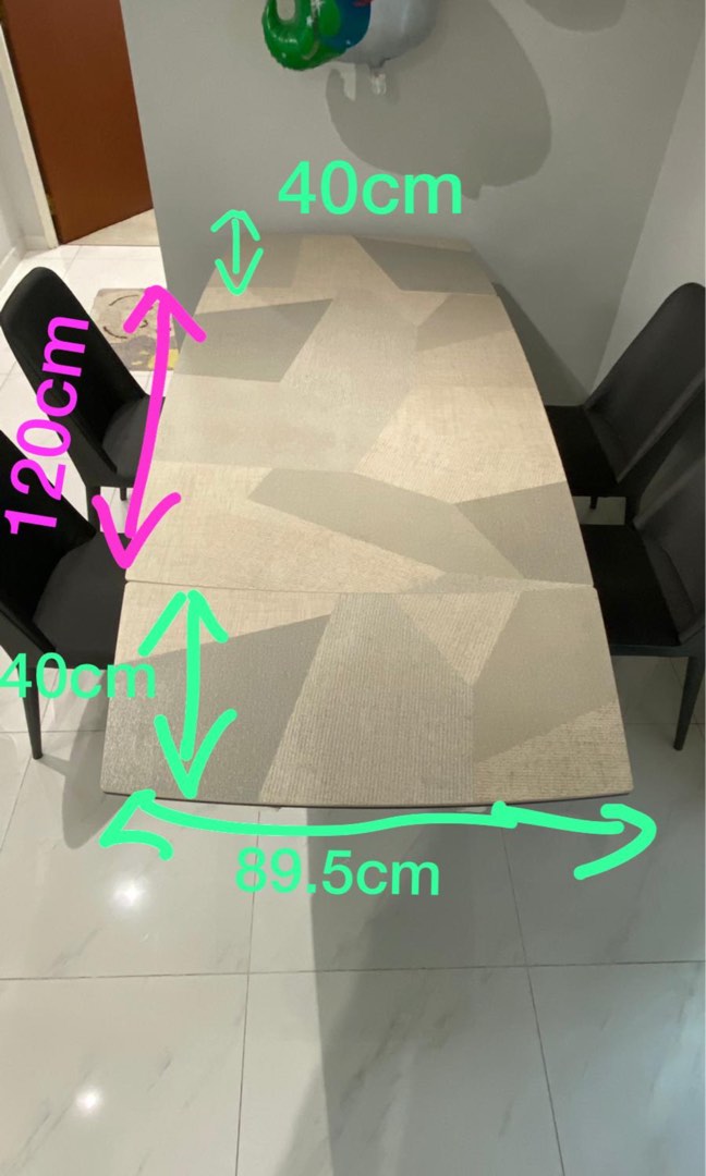 Ceramic dining table 1.2m extended 2m, Furniture & Home Living ...