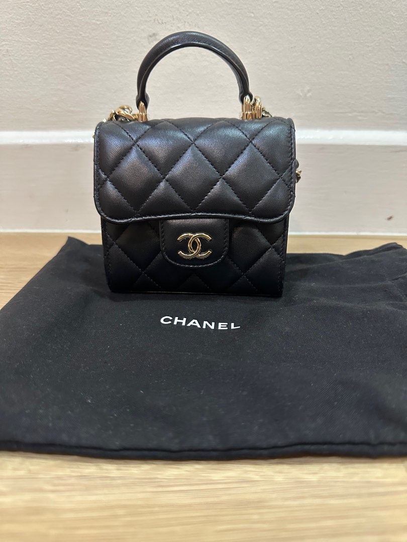 Chanel Mini Top Handle, Luxury, Bags & Wallets on Carousell