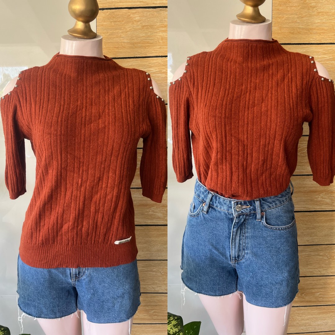 Coffee brown knitted top bakuna design, Women's Fashion, Tops, Blouses ...