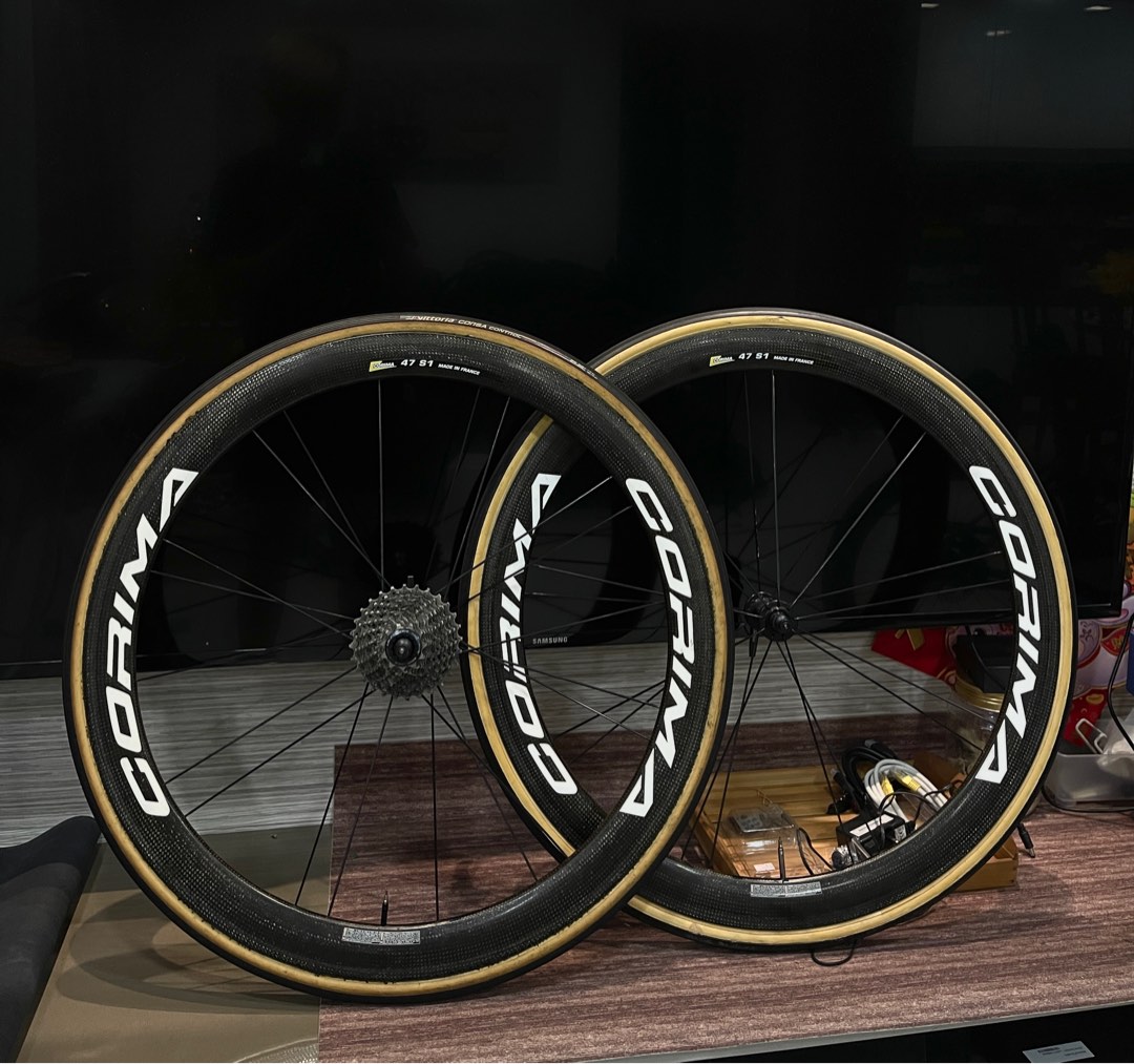 Corima 47mm carbon wheelset rim brake wheels for road bike, Sports ...