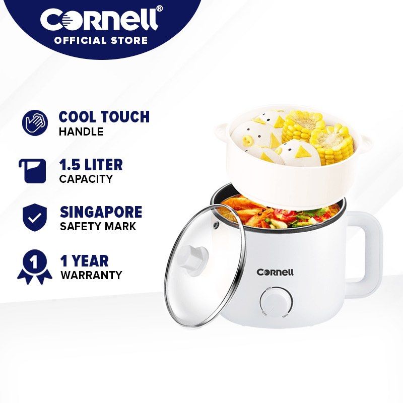 Cornell 1.5L Mini Multi Cooker with Steam Tray Personal Steamboat ...