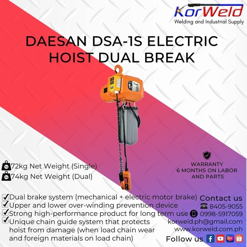 Daesan Electric Hoist (Dual Break) DSA-1S, Commercial & Industrial ...