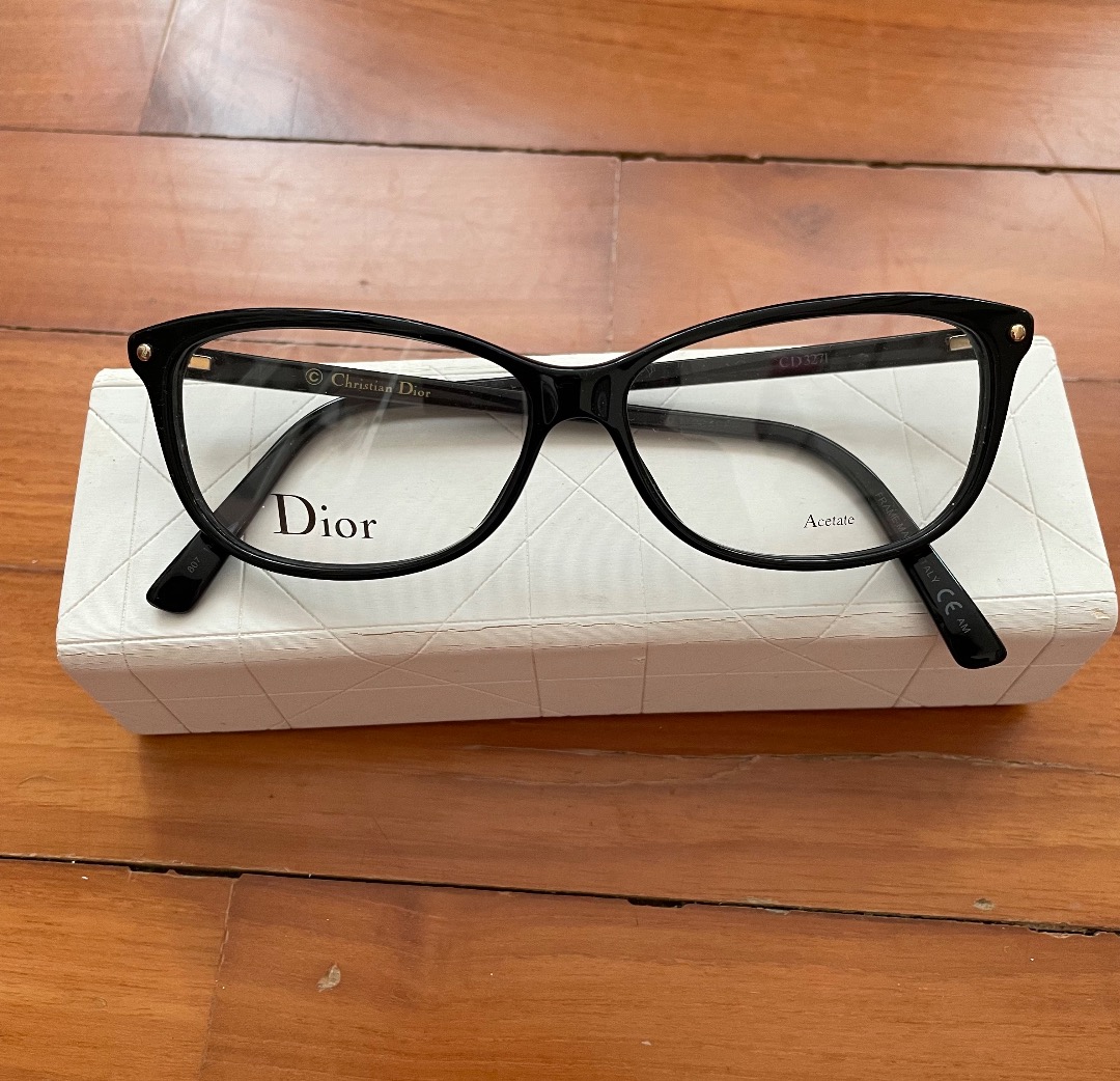 Dior Rectangle Frame Eyeglasses In Black, Women's Fashion, Watches ...