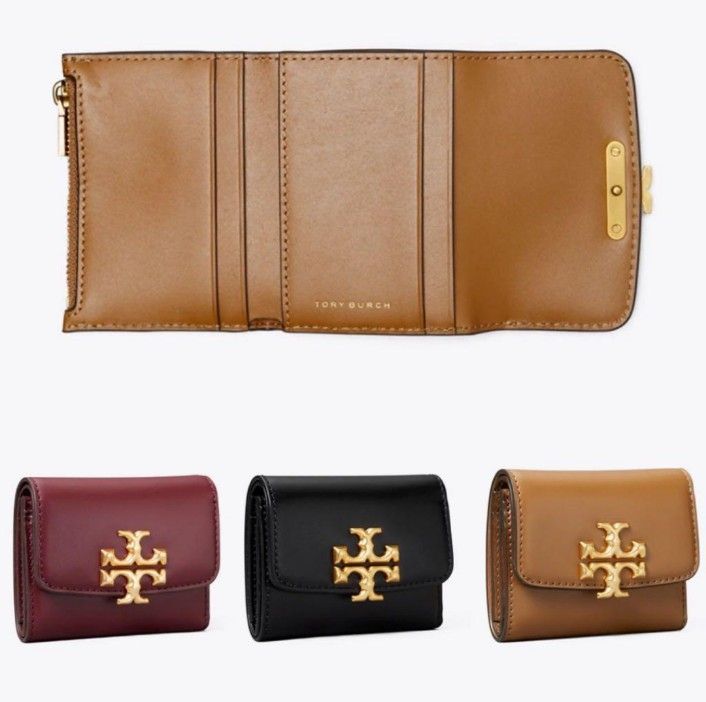 Dompet T0RY Burch Eleanor Leather Mini Wallet, Barang Mewah, Tas ...