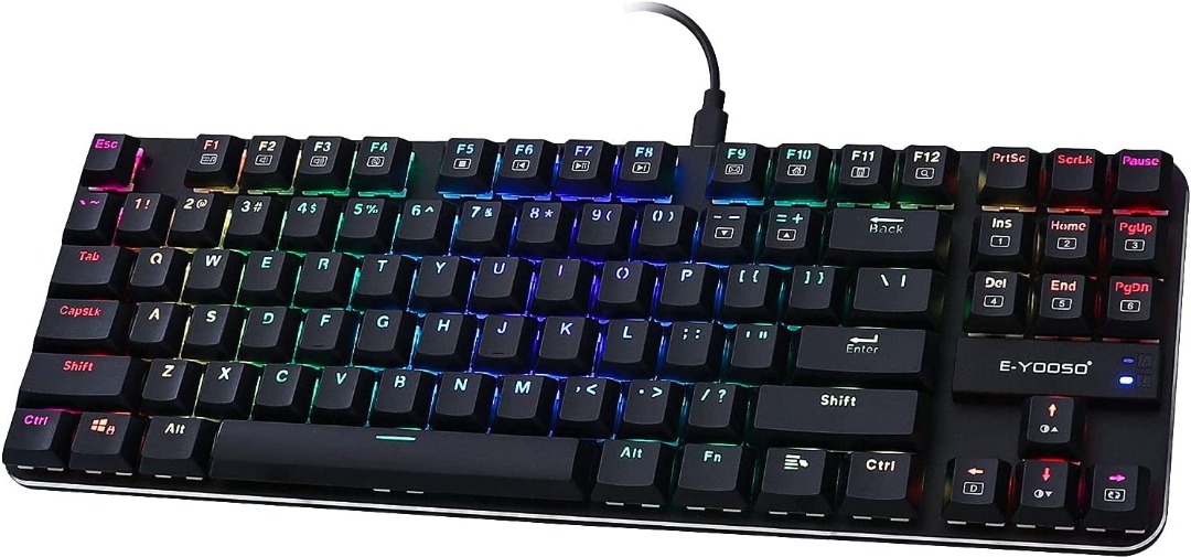 E-YOOSO TKL Mechanical Keyboard 87 Keys with RGB Backlit, Ultra Thin ...