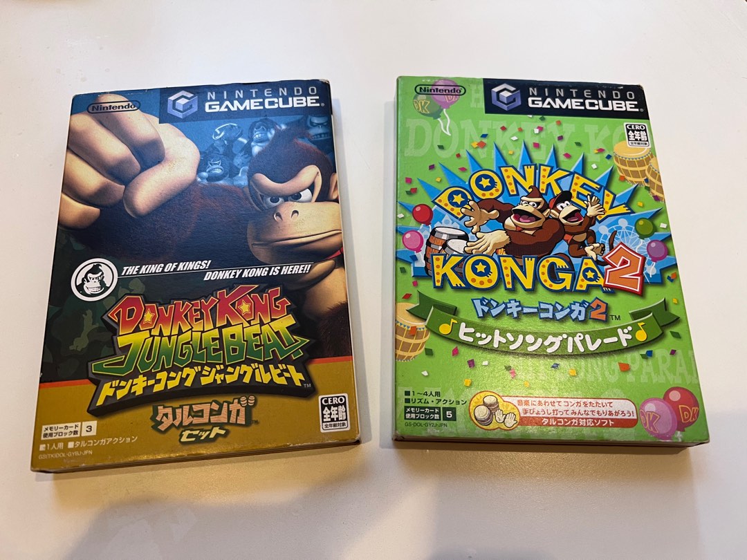 GameCube Donkey Kong Jungle Beat & Donkey Konga 2 bundle, Video Gaming ...