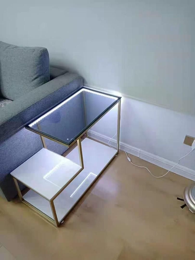 GLOW Modern Glass Top LED Side Table, Furniture & Home Living ...