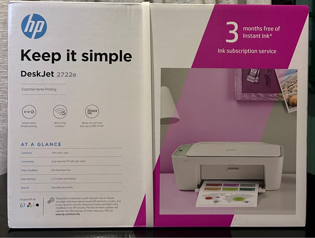 HP DeskJet 2722e All-in-One Printer, Computers & Tech, Printers ...