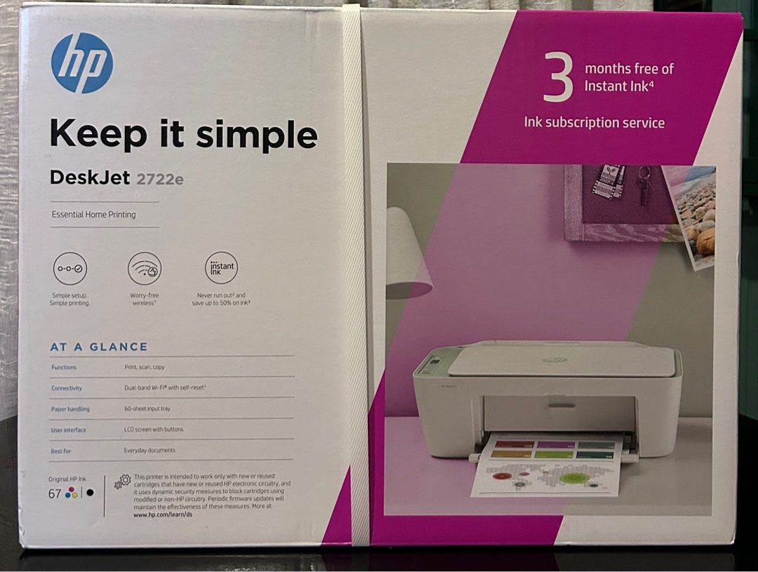 HP DeskJet 2722e All-in-One Printer, Computers & Tech, Printers ...