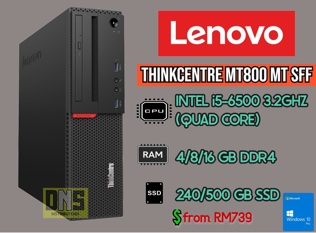 LENOVO THINKCENTRE M800 MT SFF WORK HOME PC DESKTOP CPU INTEL i5 Gen6 DDR4 SSD WINDOWS 10 PRO ...