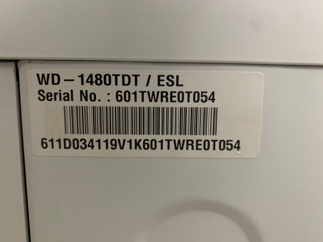 LG Inverter Washing Machine 8KG Model WD-1480TDT, TV & Home Appliances ...