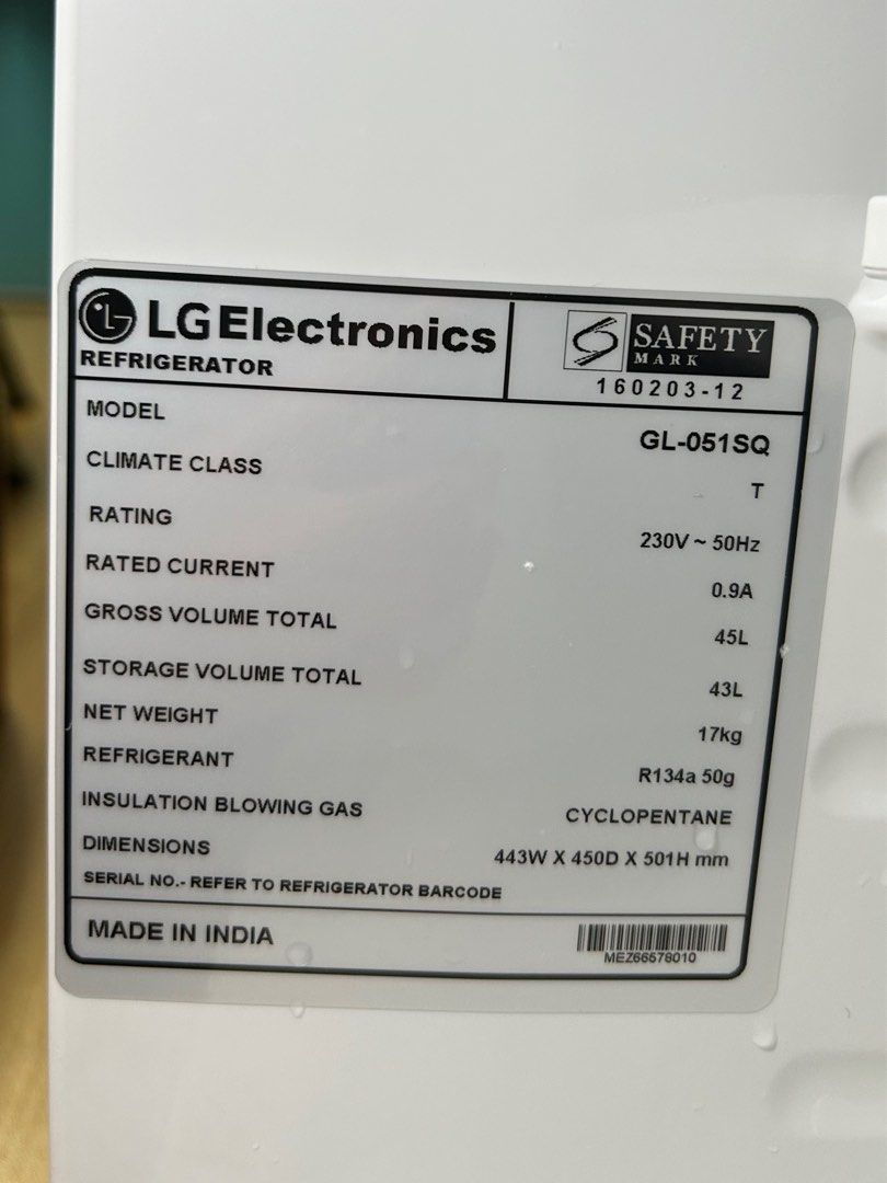 LG Mini Bar Fridge 45L, TV & Home Appliances, Kitchen Appliances, Refrigerators & Freezers on ...