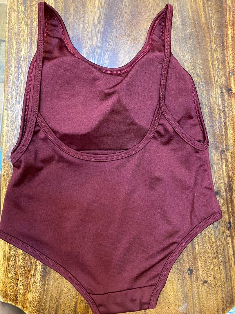 Maroon One Piece Backless Swimsuit Bikini on Carousell