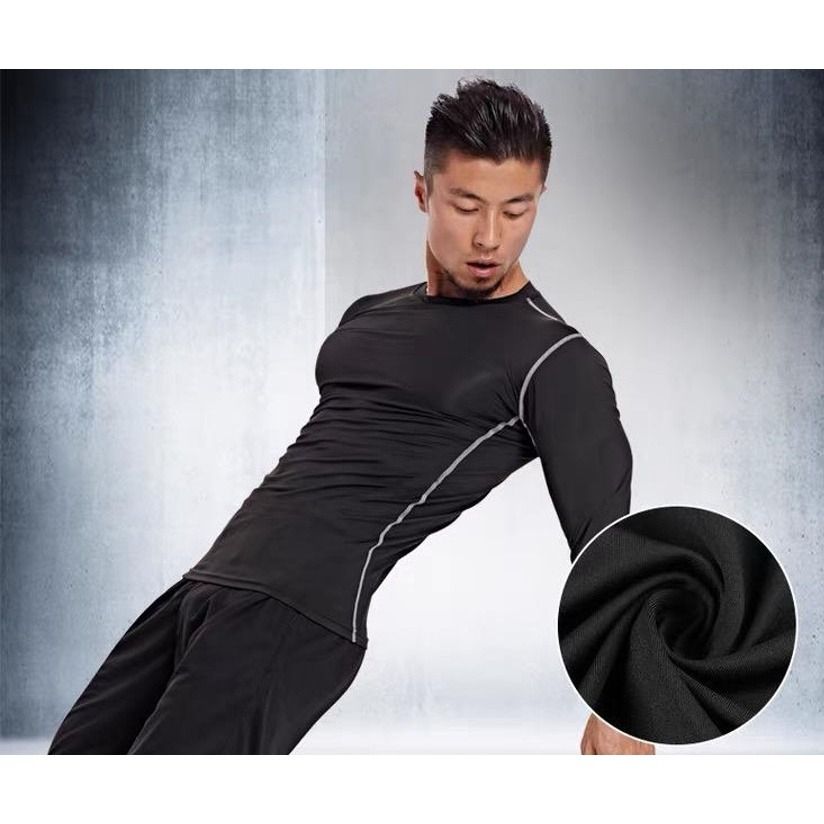 Men Compression Top Tights Full Plain Black for Gym, Men's Fashion ...