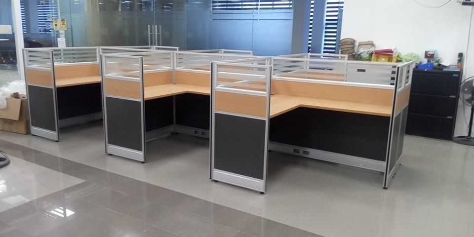 Modular Office partition - fabric with glass - Lshape- Customize ...