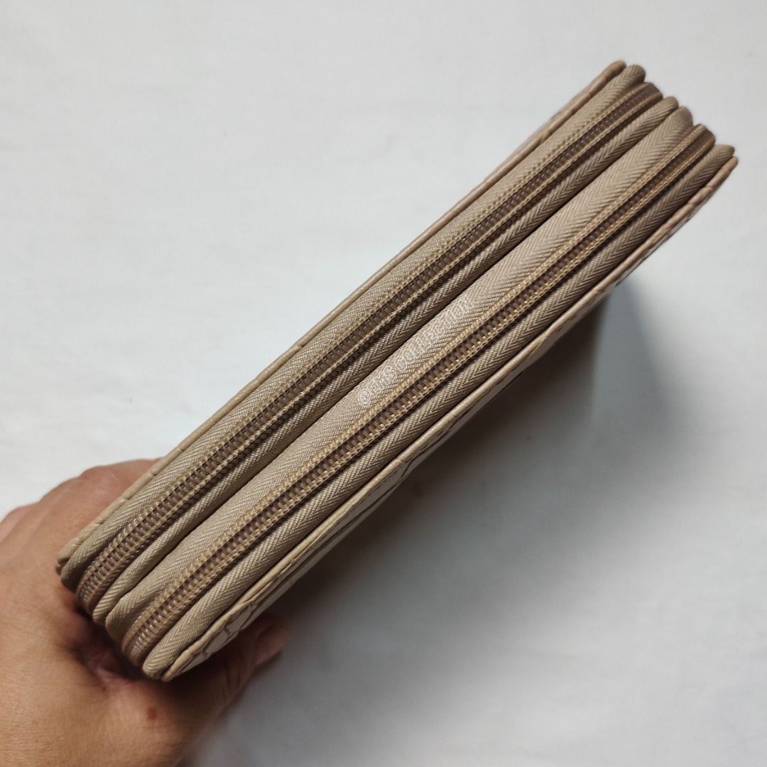 MRP Cream Crocs Two Compartment / 2 Zipper Leather Long Wallet / Phone ...