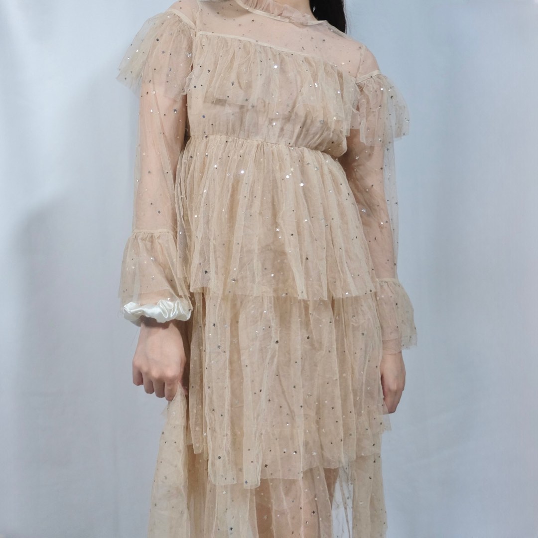 nude dainty sheer dress on Carousell