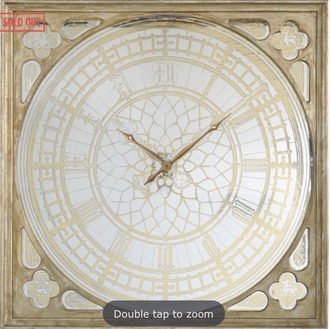 Old World Gold Mirrored Wall Clock, Furniture & Home Living, Home Decor ...