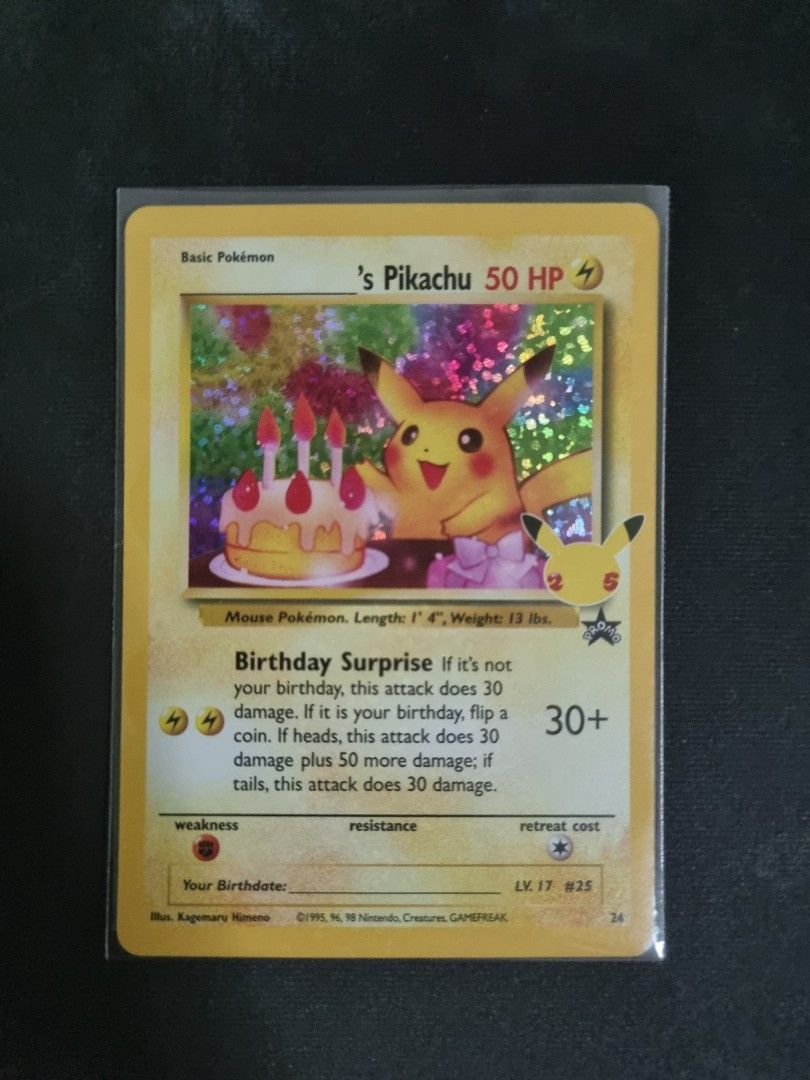 Pokemon TCG Holo Bleed Birthday Pikachu, Hobbies & Toys, Toys & Games ...
