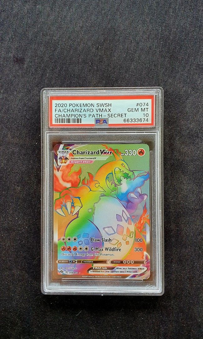 Pokemon TCG PSA 10 Charizard Vmax Champion's Path, Toys & Collectibles, Permainan Papan & Kartu ...