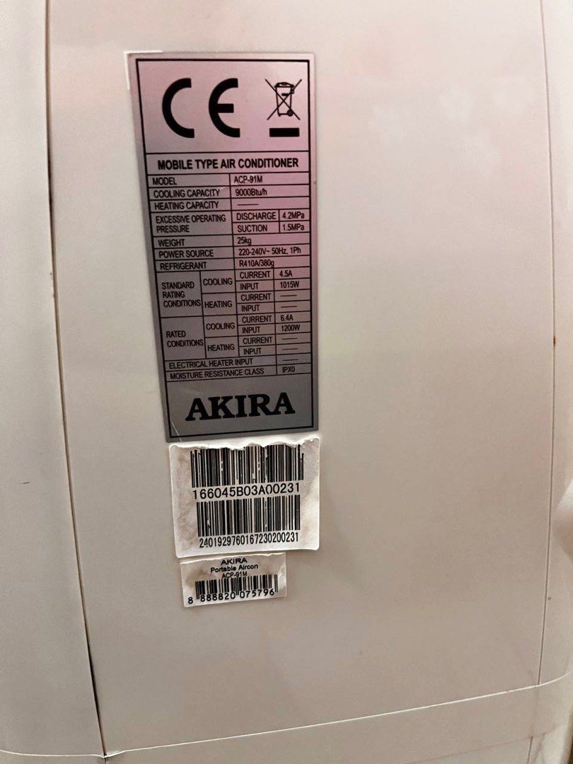 portable aircon akira, TV & Home Appliances, Air Conditioners & Heating ...