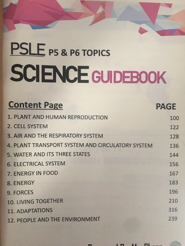 PSLE P3/P4/p5/p6 science topics guide book colour notes key words ...