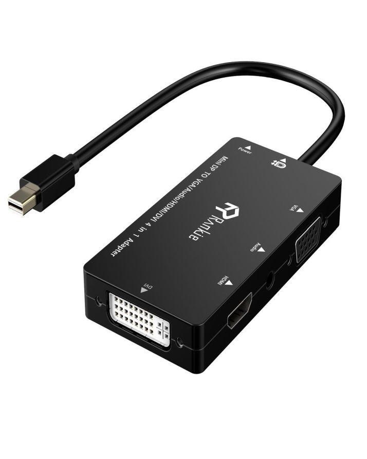 RANKIE 4 IN 1 MINI Displayport to HDMI/DVI/VGA Adapter with Audio ...