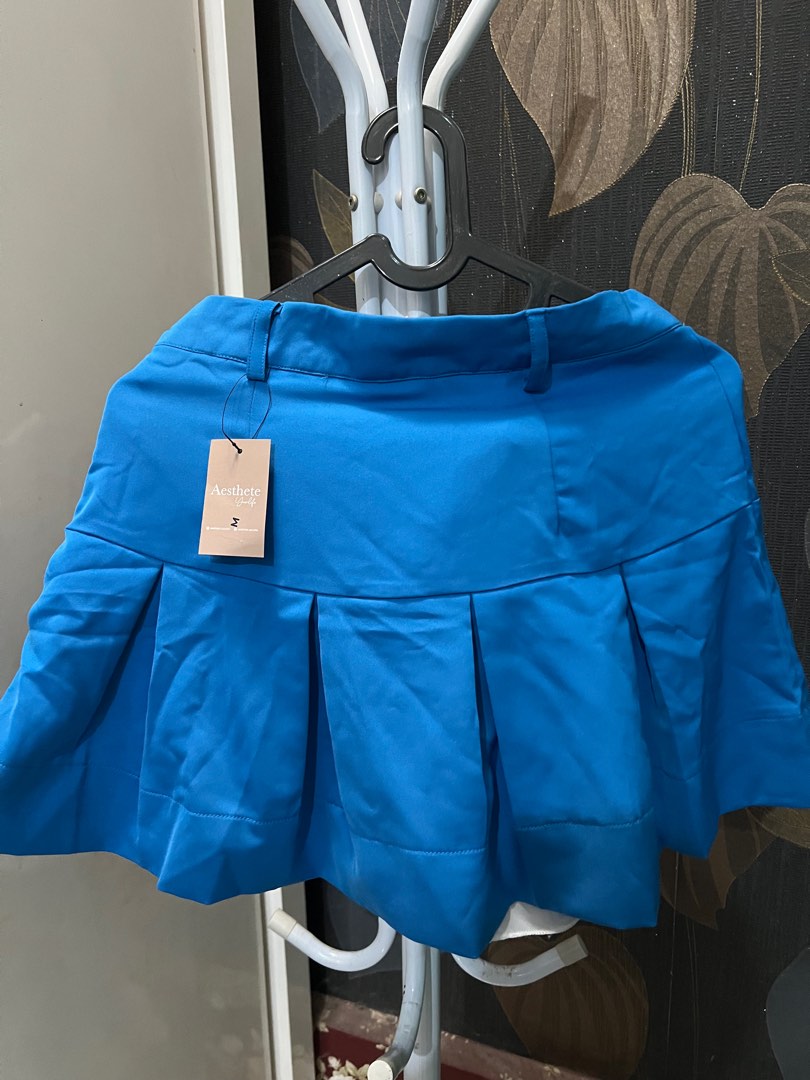 Rok Biru Korean Look, Fesyen Wanita, Pakaian Wanita, Gaun & Rok di ...