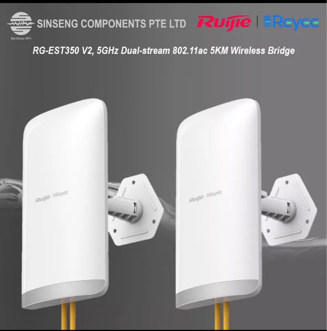 Ruijie REYEE 5KM Bridge RG-EST350 V2, 5GHz Dual-stream 802.11ac 5KM ...
