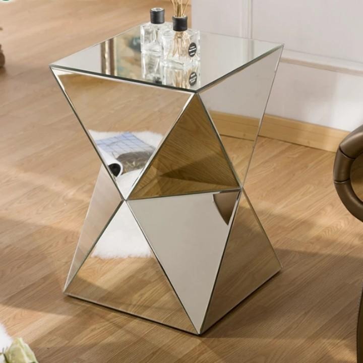 SAVVAS Mirrored Prism Side Table, Furniture & Home Living, Furniture ...