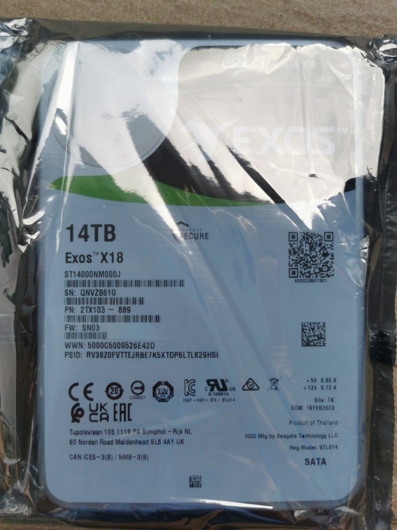 ☘️SEAGATE 14TB Exos X18 CMR HDD 3.5 in 7200RPM SATA 512e 6Gb/s 256MB ...