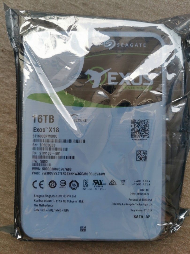 ☘️Seagate 16tb Enterprise Helium Exos X18 CMR SATA 512n 7200rpm HDD ...