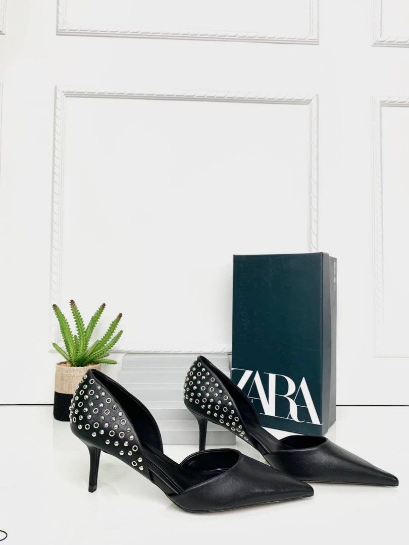 Sepatu ZARA Pumps Studded Mid-Heels Shoes Wanita, Fesyen Wanita, Sepatu ...