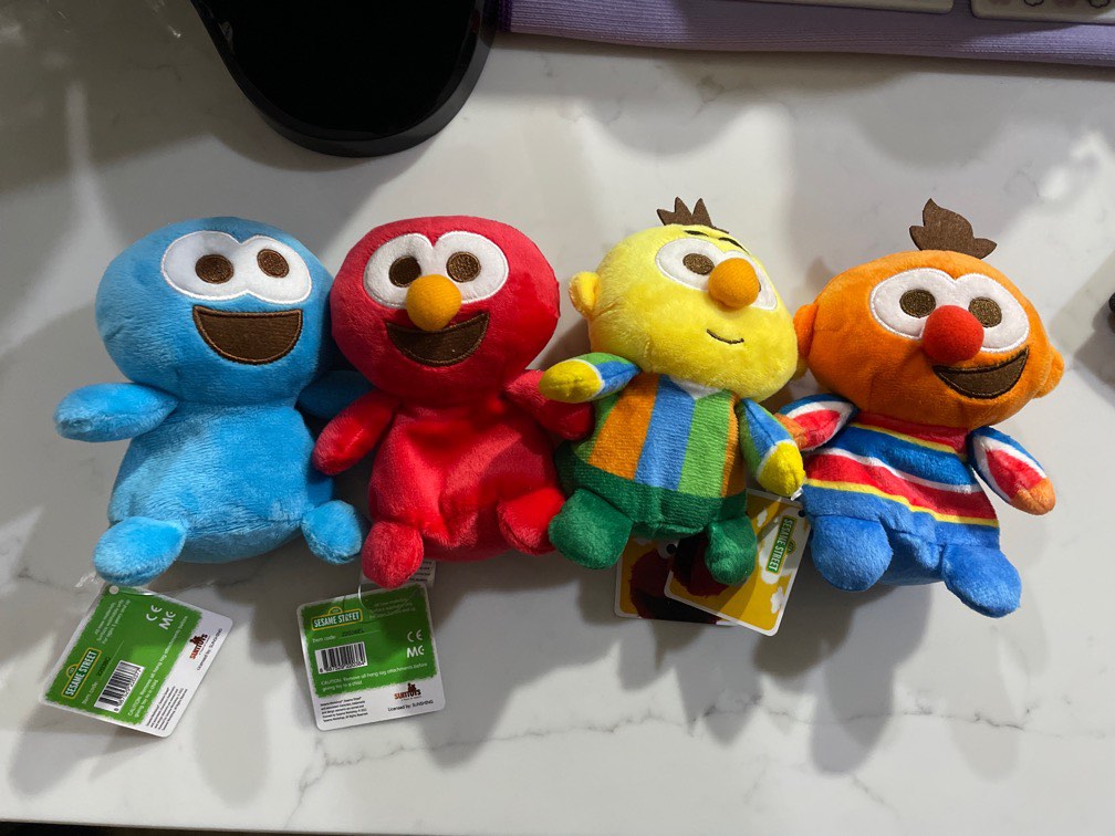 Sesame street bean plush beanie elmo cookie monster ernie bert suntoys ...