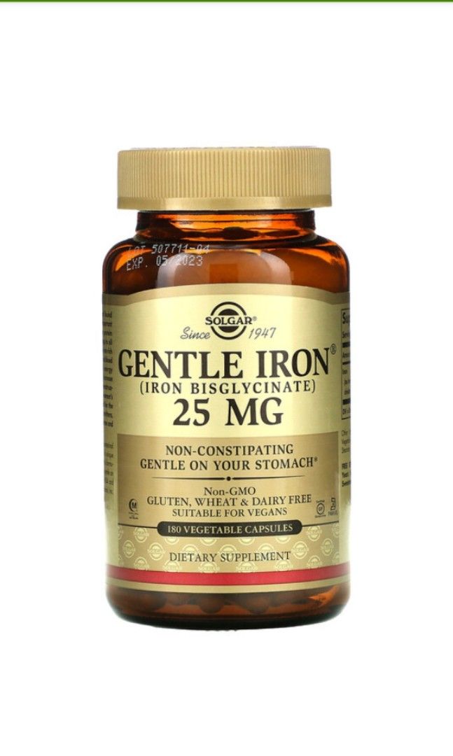 Solgar Gentle Iron 25 mg, 180 Vegetable Capsules, Health & Nutrition ...
