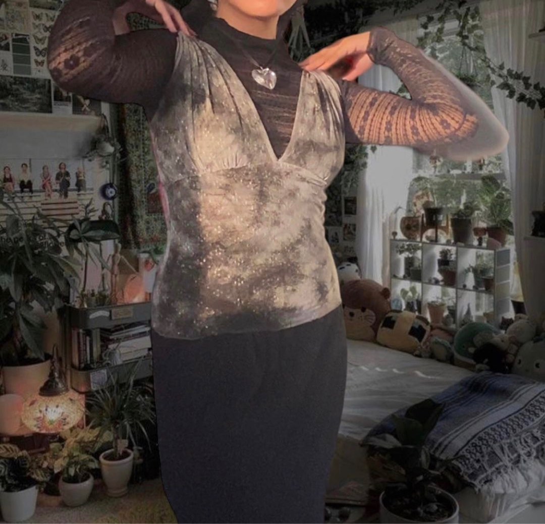 swampcore cottagecore fairycore nymph gothic mesh top on Carousell