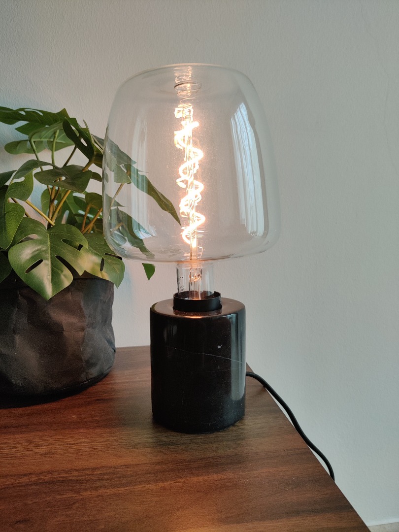 Table lamp marble black IKEA Markfrost incl. big light bulb, Furniture ...
