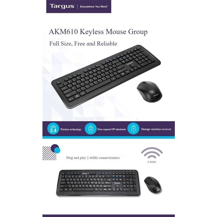 Targus Wireless Keyboard Mouse Combo Tg Akm610 Bk Km610 Akm610 Reliable