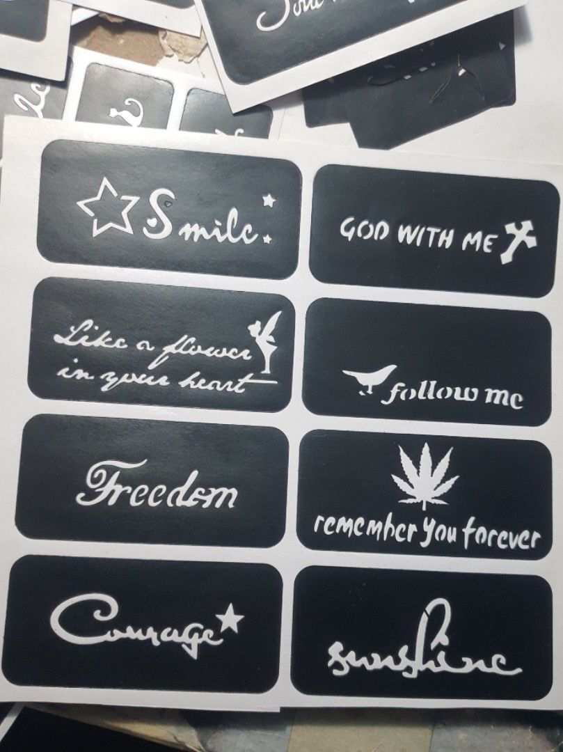 Temporary Tattoo Stencils Stickers, Hobbies & Toys, Stationery & Craft ...