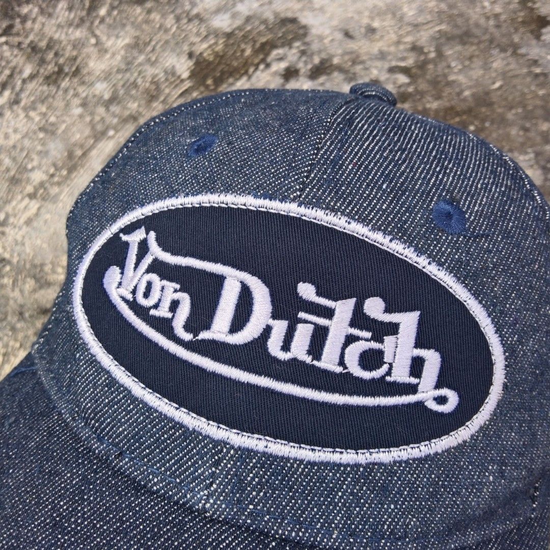 Topi denim Von Dutch Ripped caps, Fesyen Pria, Aksesoris, Topi di Carousell