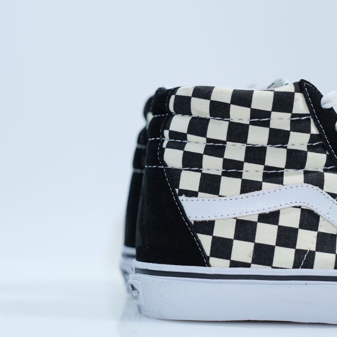 Vans Sk8-Hi Classic Black White ‘Checkerboard', Fesyen Pria, Sepatu ...