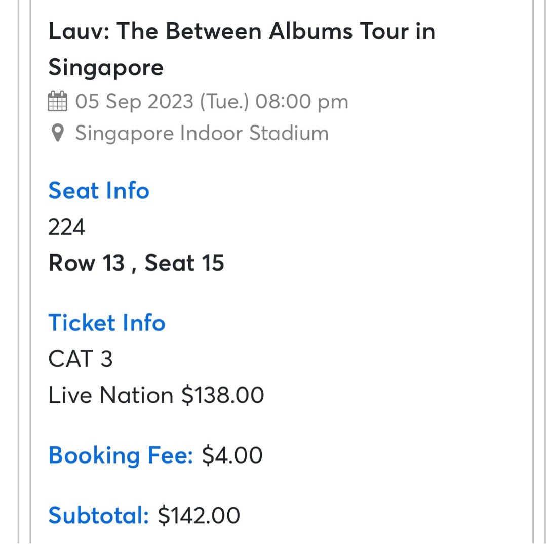 [WTS] Cat 3 ticket Lauv : in between albums tour, Tickets & Vouchers ...