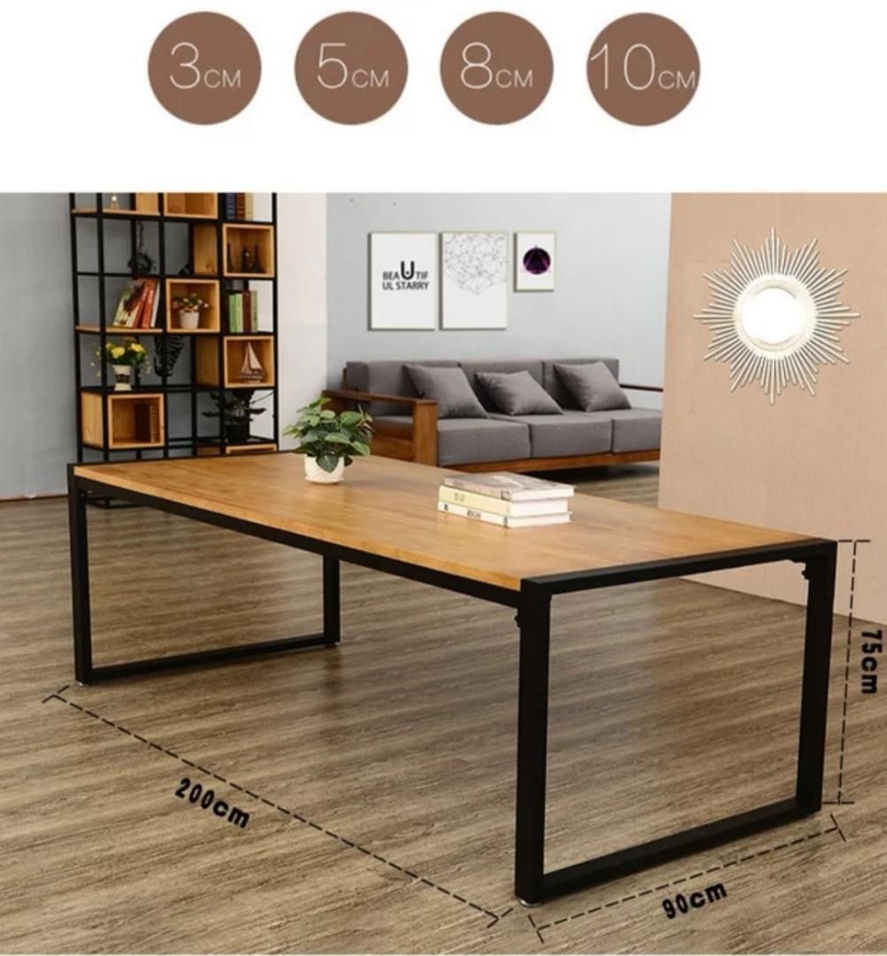 XANDER Modern Industrial Ultra Thin Office Study Table, Furniture ...