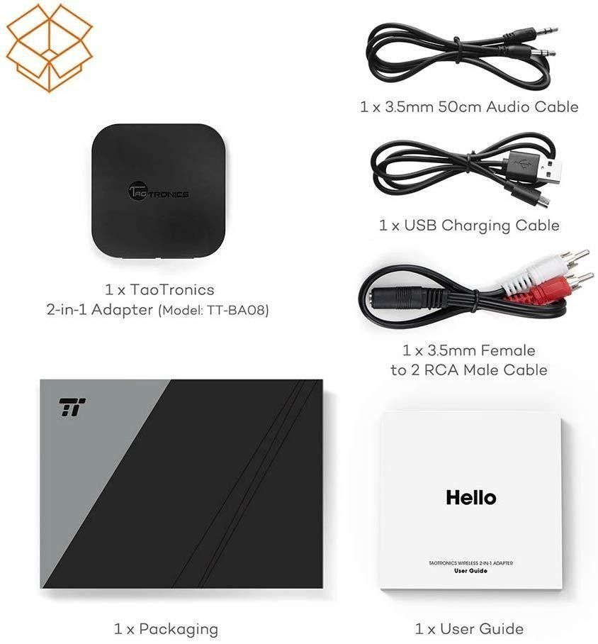 1530) TAOTRONICS (TT-BA08) WIRELESS BLUETOOTH 5.0, 2-IN-1 TRANSMITTER ...
