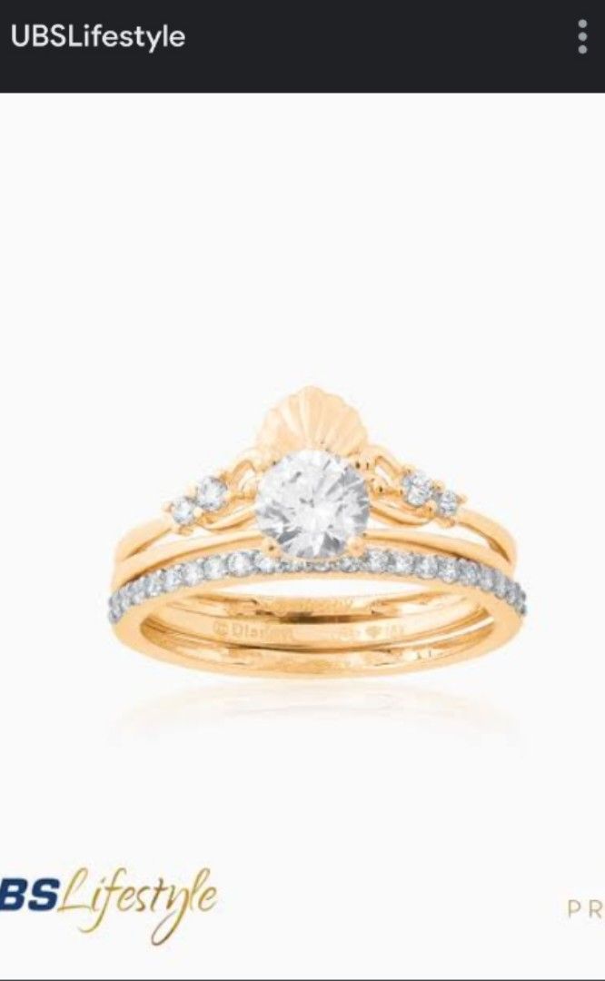 18K Disney Princess Gold Ring UBS Lifestyle 750, Women's Fashion ...