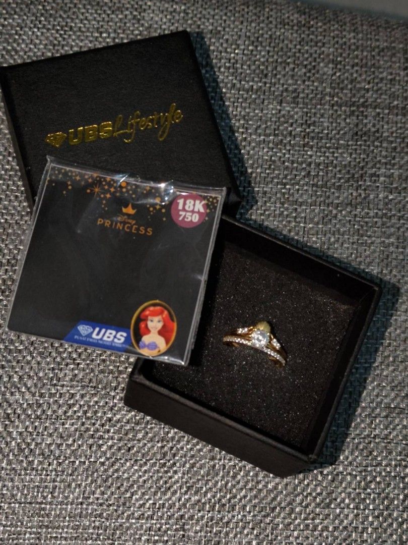 18K Disney Princess Gold Ring UBS Lifestyle 750, Women's Fashion ...