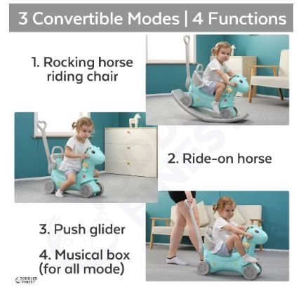 4-in-1 Rocking Horse - Push Glider Pony Rocker Toy - Musical Player ...