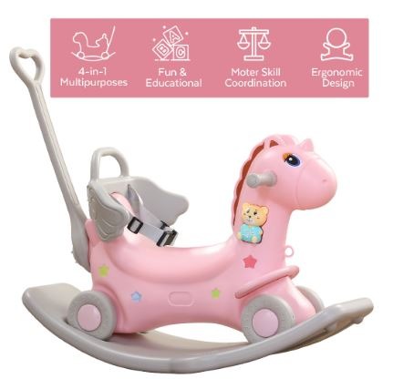 4-in-1 Rocking Horse - Push Glider Pony Rocker Toy - Musical Player ...