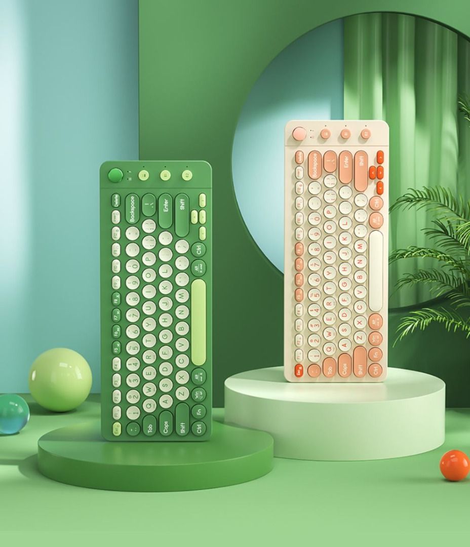 ASMR Retro Blutooth Wireless Keyboard - BOW K360DL (Peach Pink) without ...